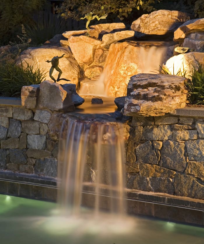 04 curtain style WATERFALLS night lights - Surrounds Landscape Architecture